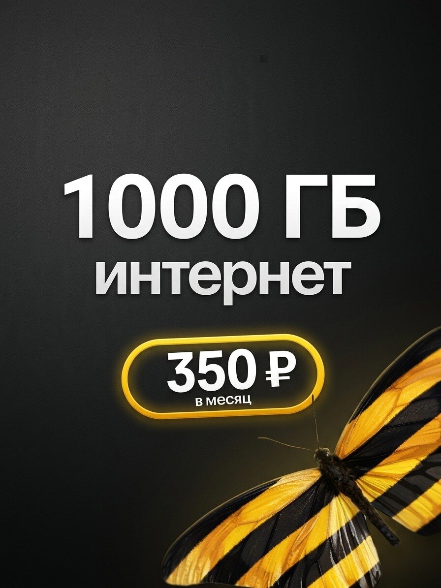 Сим-карта Билайн, 1000ГБ интернет, для модемов, роутеров и умных устройств 350руб.