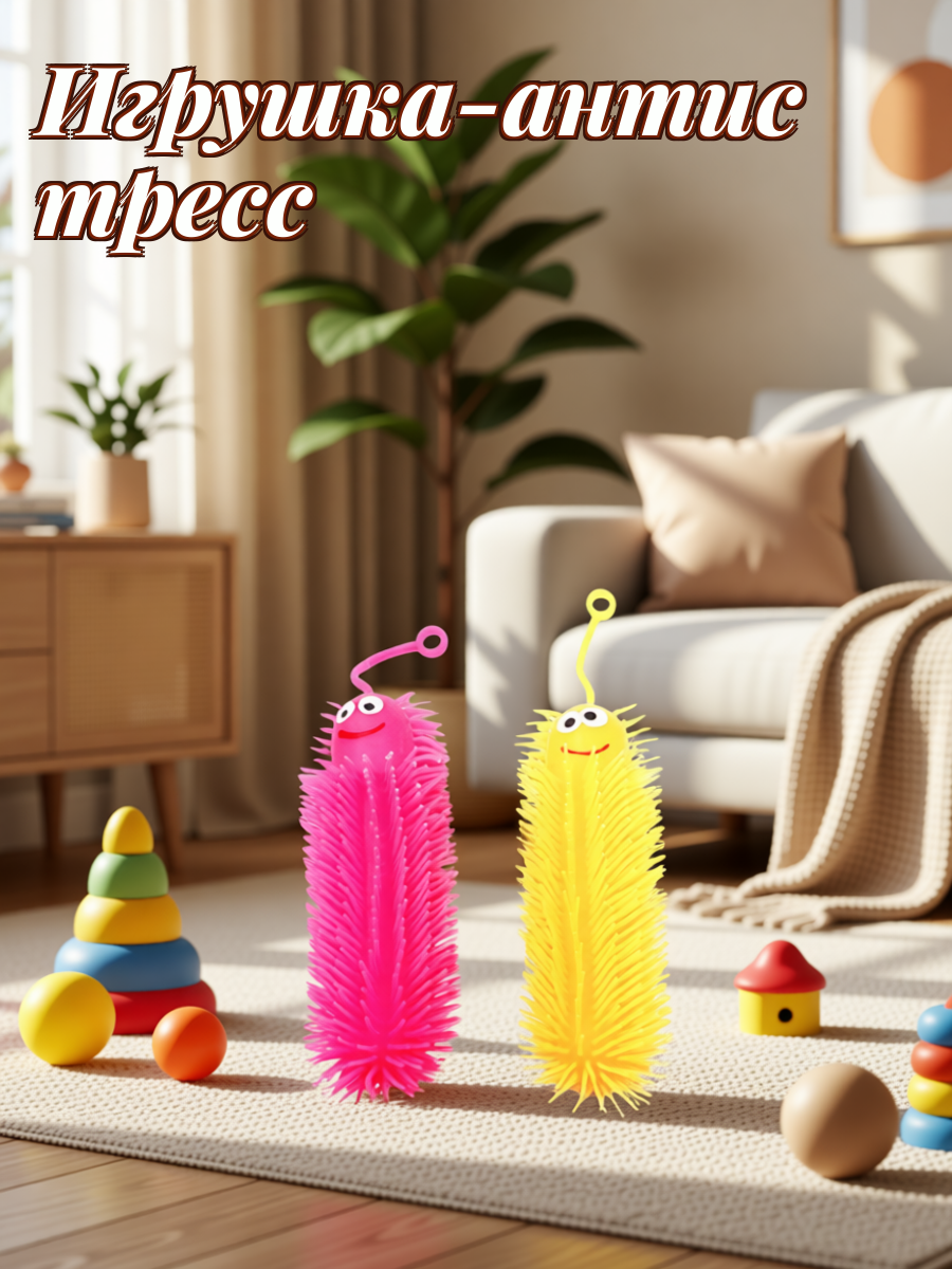 Игрушки В Formе Гусениц С Подсветкой Против Стресса 2 Штуки Размер 23X8 5X8 5CM