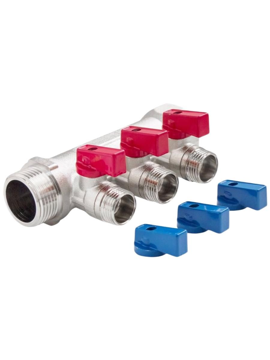 Коллектор Valfex с отсекающими кранами, 1"х3 вых. 1/2" нар. (VF.580. N.0603)