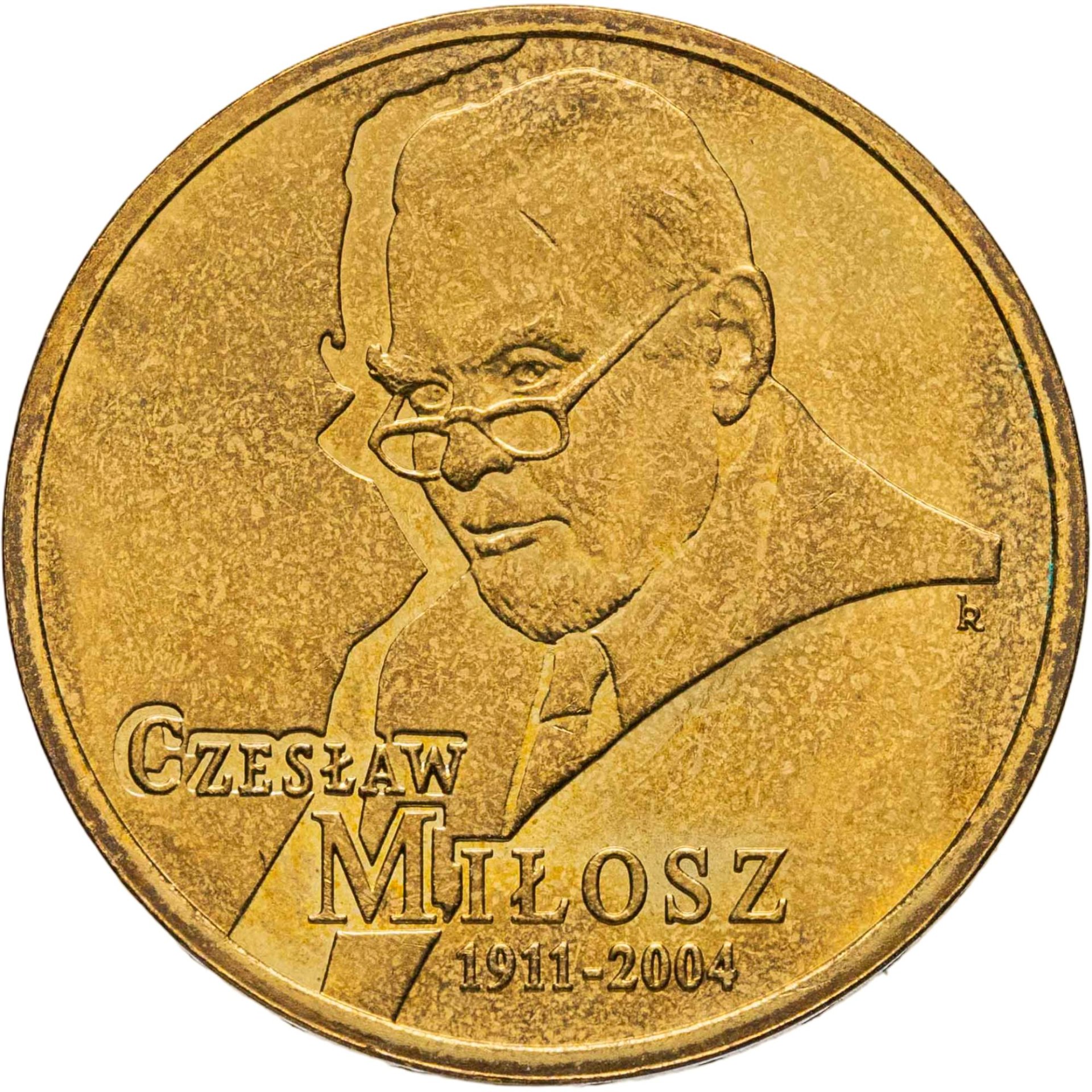 Польша 2 злотых 2011 "100 лет со дня рождения Чеслава Милоша", Латунь, в сохранности UNC