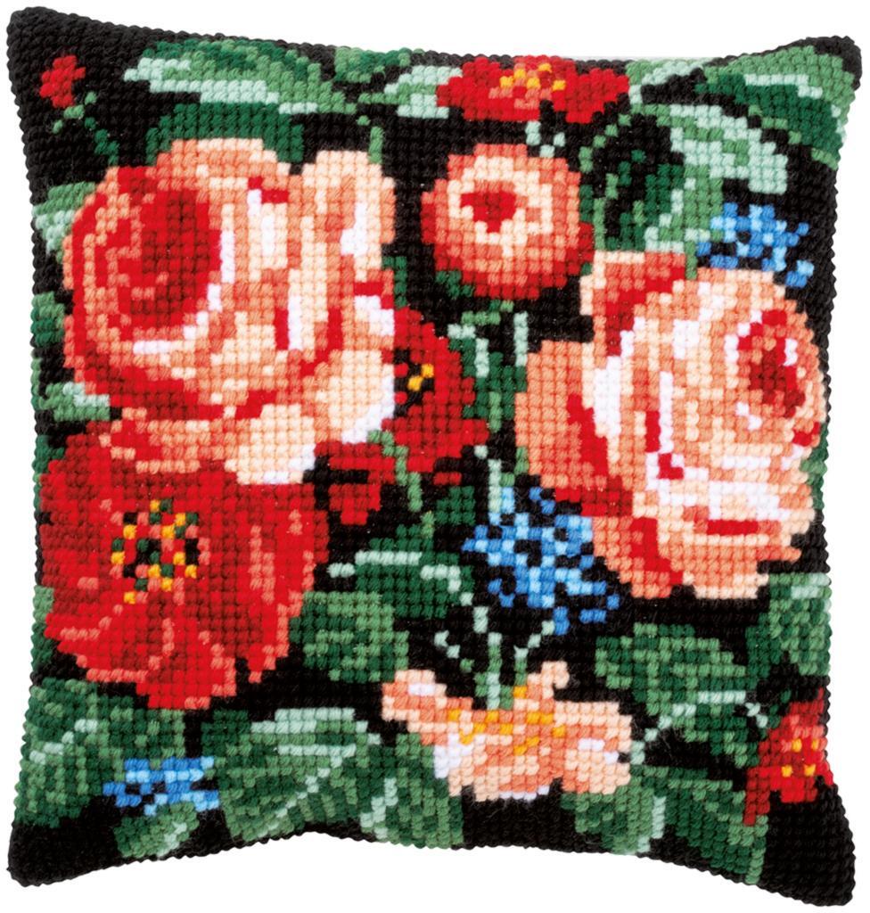 PN-0182791 Набор для вышивания несчётный крест (подушка) 40х40, Rose Розы Vervaco