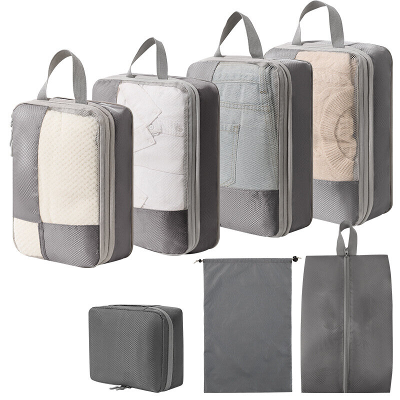 Серый набор из 7 дорожных мешков для чемодана, туалетные и цифровые Packing Cubes для хранения