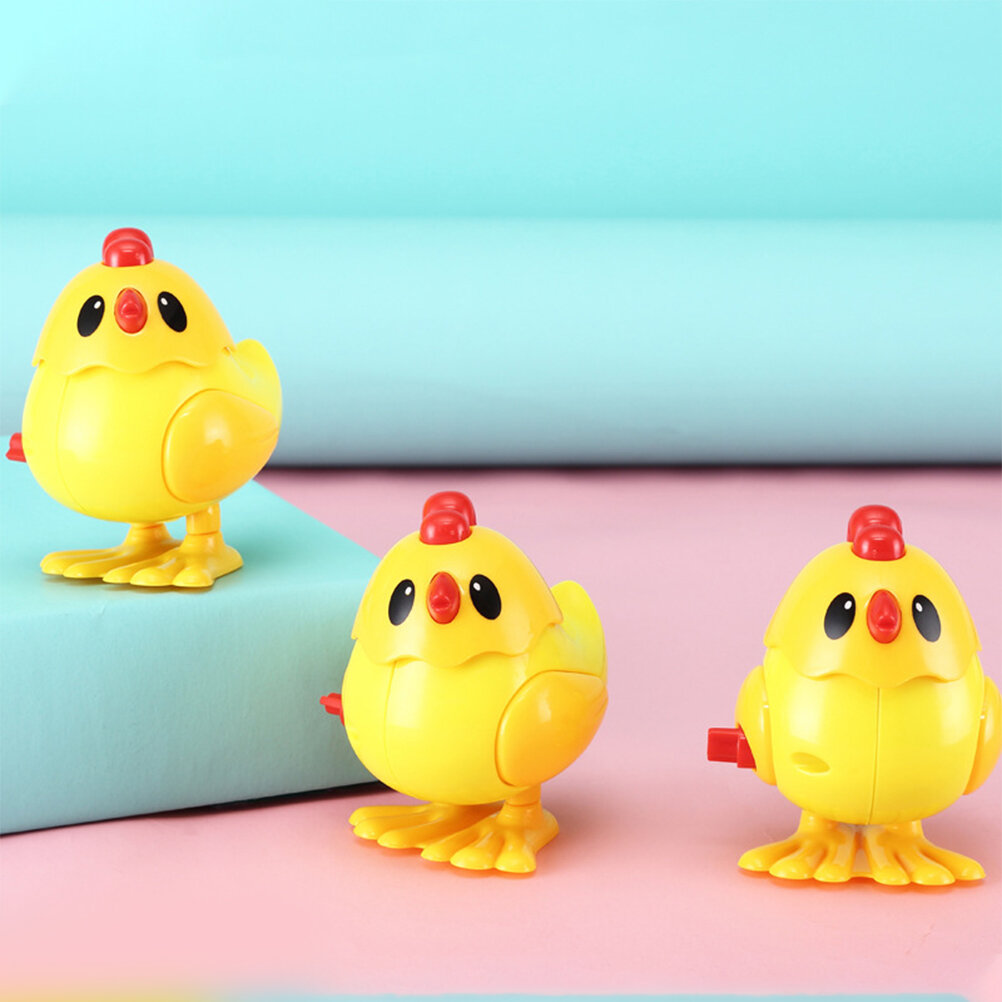 Игрушка Ветряной Птенец 3 Штуки Яркая Игрушка На Заводном Механизме В Forme Птенца Желтого Цвета 9X7X6.5Cm