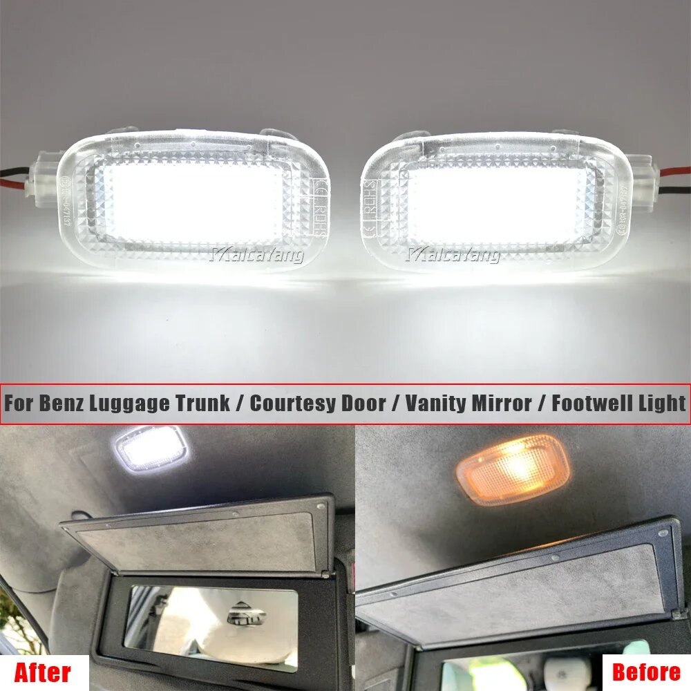 Для Mercedes-Benz W164 X164 W169 C197 W204 X204 W212 W216: 2x светодиодные лампы для освещения багажника и дверей, подсветка ног