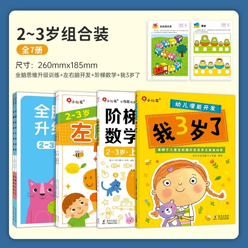 Набор книг для дошкольников 2-3 лет: лабиринты, развитие целостного мышления, лево-правостороннее развитие и математика