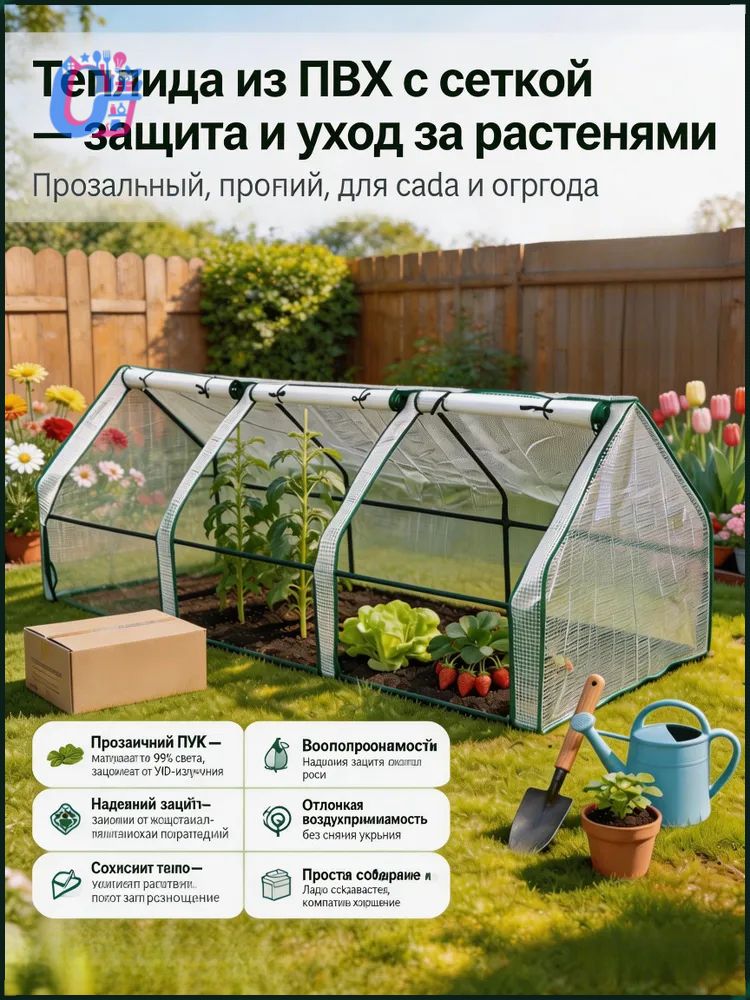 Парник, теплица домиком 2.7х0.9х0.9 м abs пластик