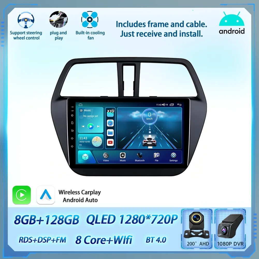 Android для Suzuki SX4 2 S Cross 2012-2016 Автомобильные интеллектуальные системы 8-128G DVR WIFI