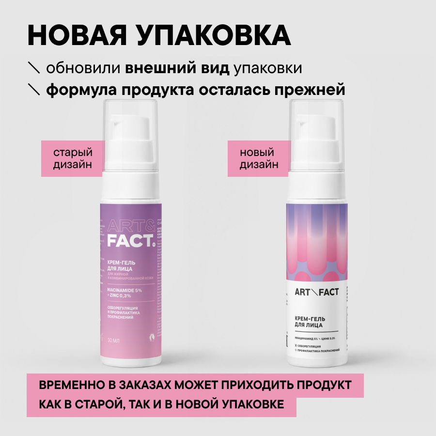 Крем-гель Art&Fact корректирующий для проблемной кожи с ниацинамидом и цинком,30ml