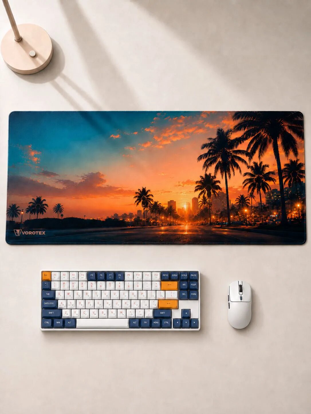 Игровой коврик VOROTEX XXL, 90х40 см, 4 мм, Sunset palms (Закат и пальмы)