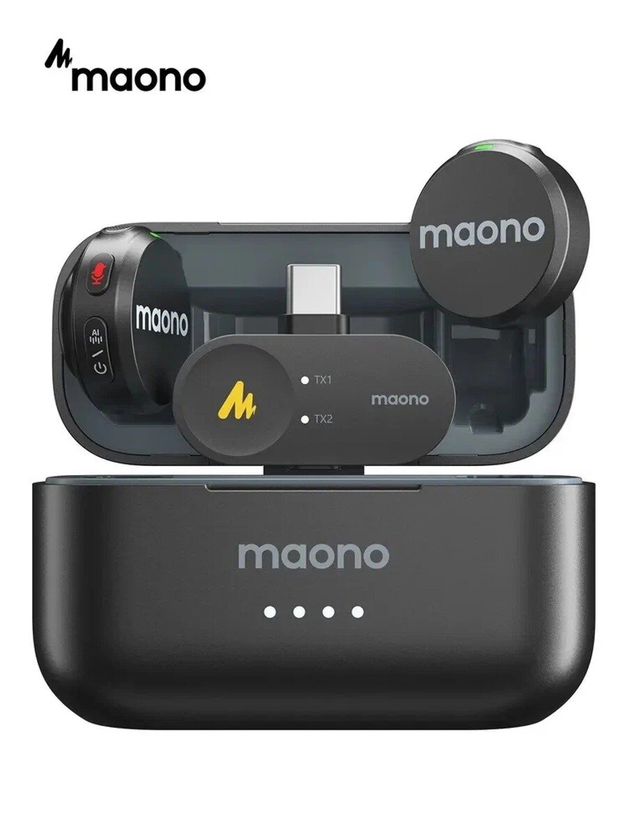 Микрофон петличный беспроводной, белый, USB Type-C, электретный, всенаправленный, 3 шт