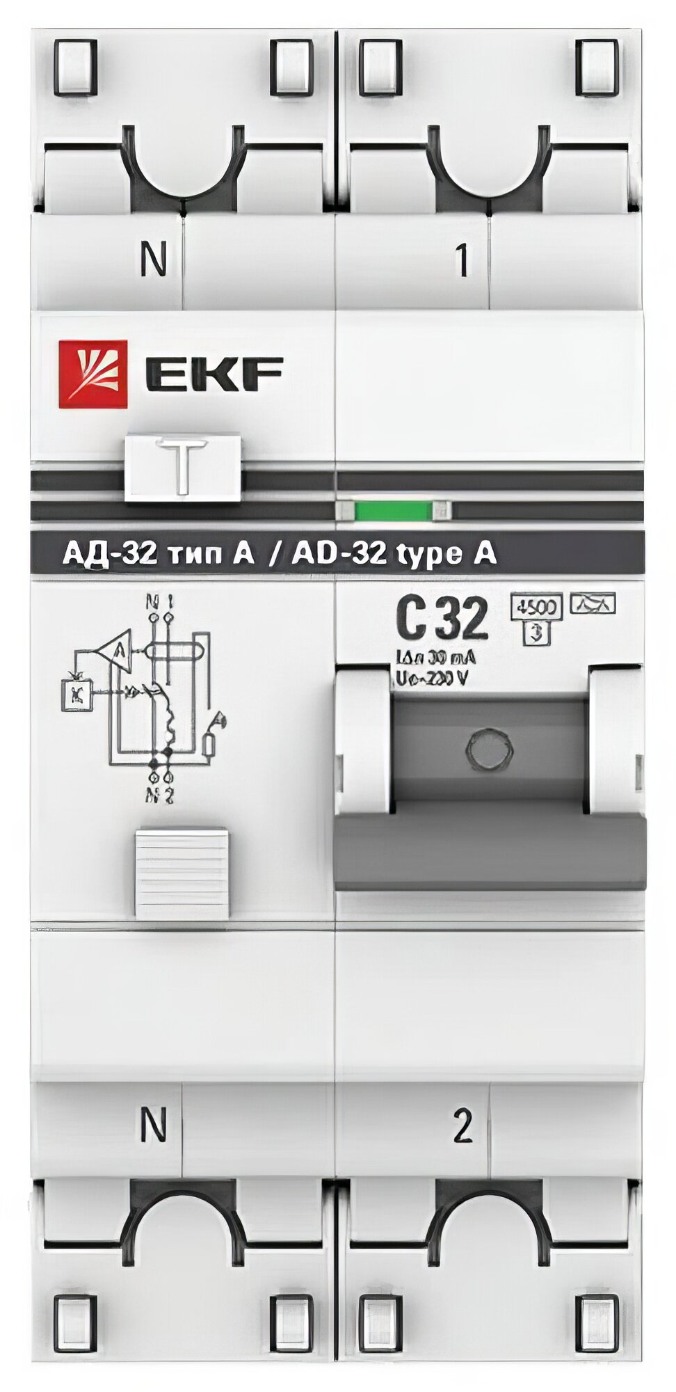Автомат дифференциальный EKF PROxima АВДТ-63N 32А 1P+N тип A 30 мА 6 кА (D63N26EA32C30)