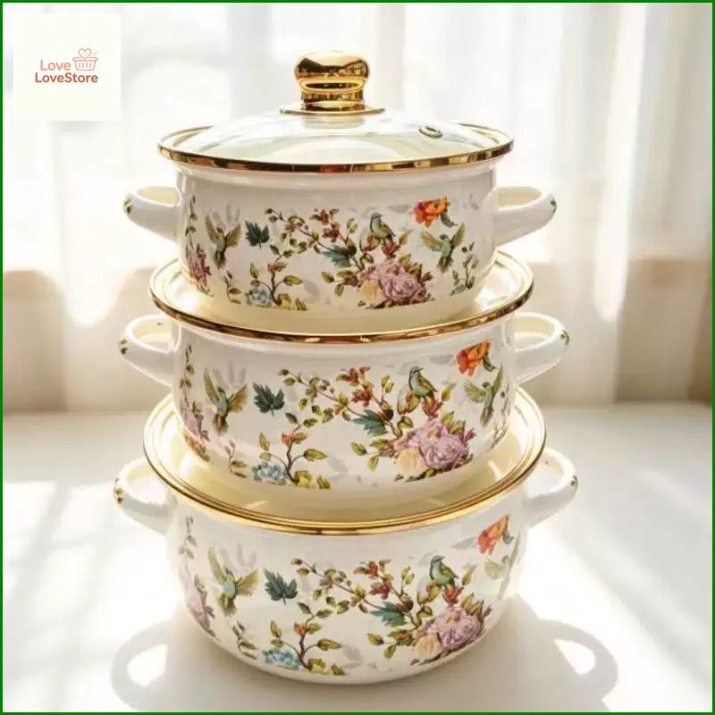 Уховарка 1,5 л, 1,8 л, 1,2 л с крышкой 3 шт эмаль