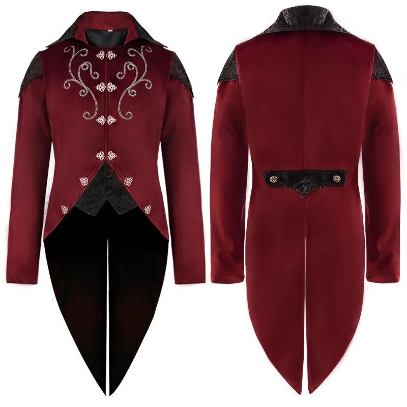 Сチームпанк костюм платья S-5XL Красный, S, Red