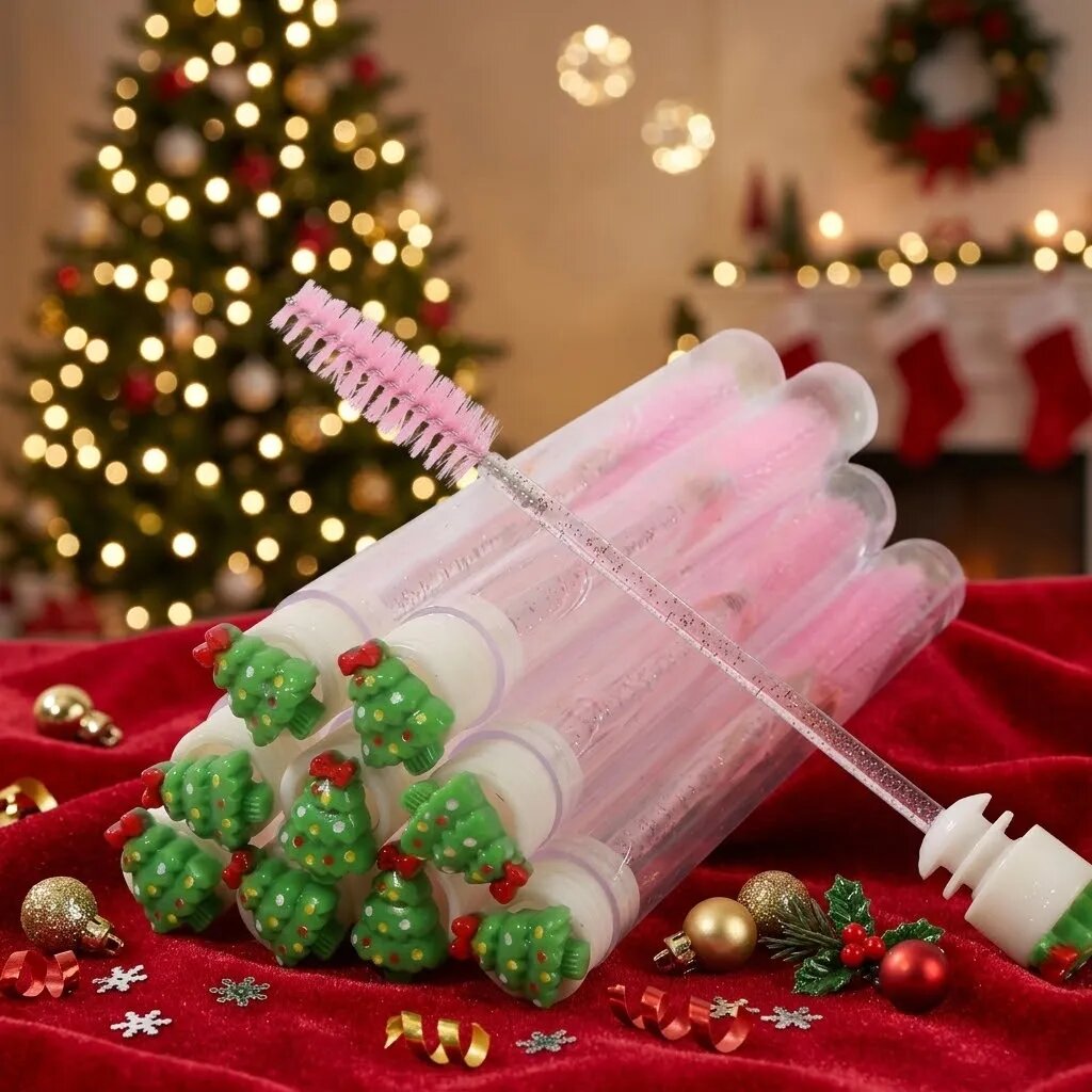 Набор кистей для ресниц Christmas Eyelash Brushes Set 10 шт. Christmas tree