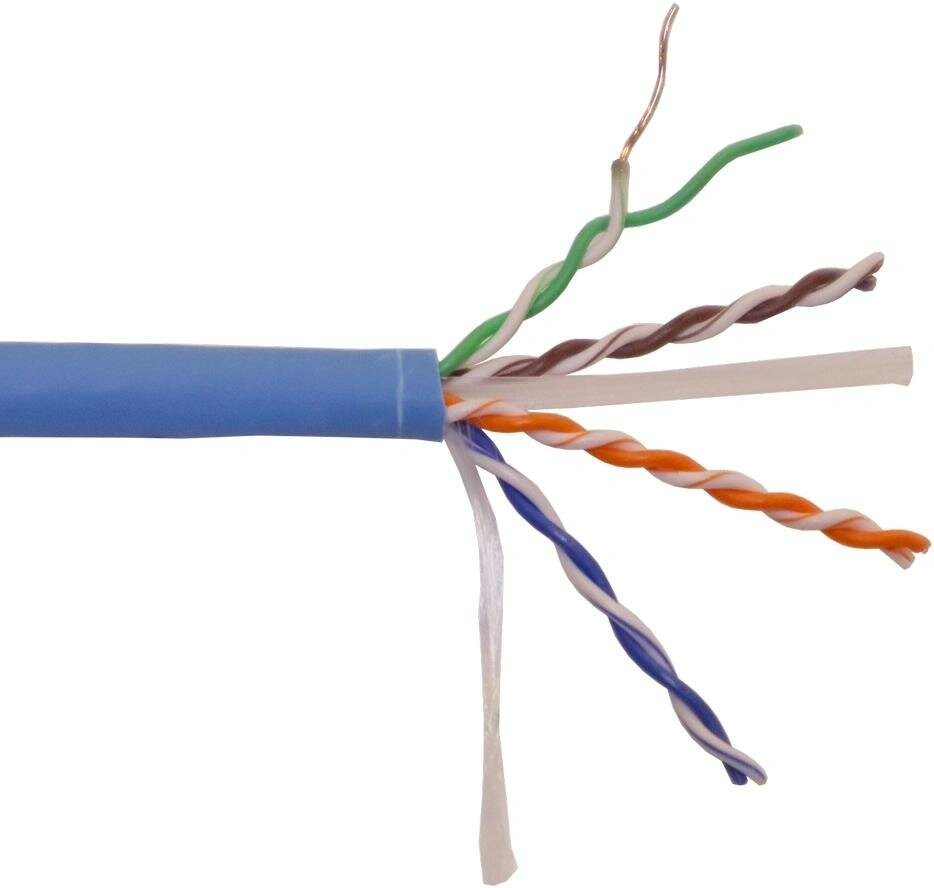 Кабель LANMASTER UTP, 4x2, кат 6, 550Mhz, LSZH (HFLT), синий, 305 м
