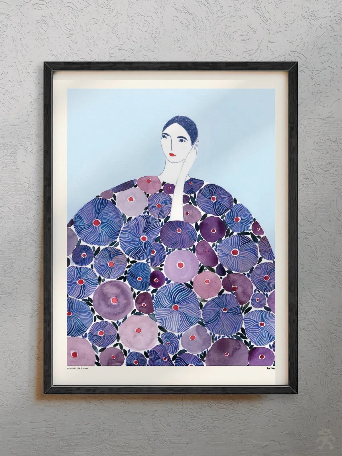 Интерьерный постер "Lady in Purple" в стиле pinterest, формата 30x40 см.