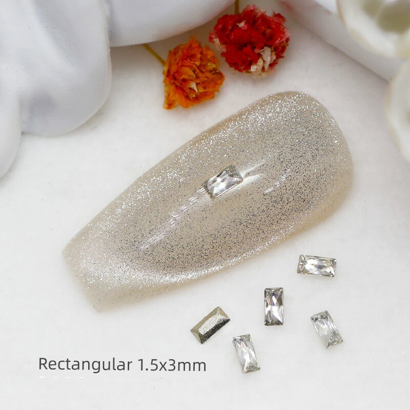 Квадратные камни 1,5x3,0 мм, 50 штук для декора ногтей