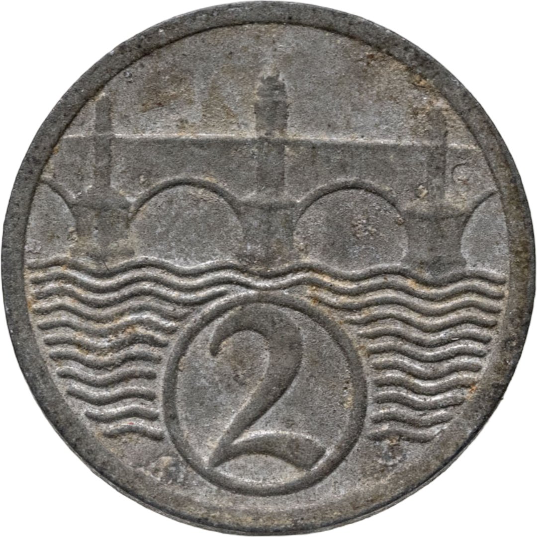 Чехословакия 2 геллера halere 1923, Цинк, в сохранности VF-XF