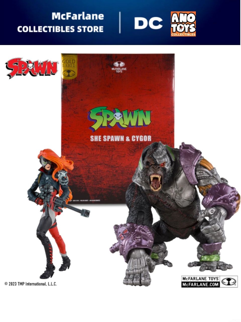 Игрушечные фигурки-украшения Mcfarlane SPAWN Shining Titans Mechanical Gorilla Female Double Pack Gold Label