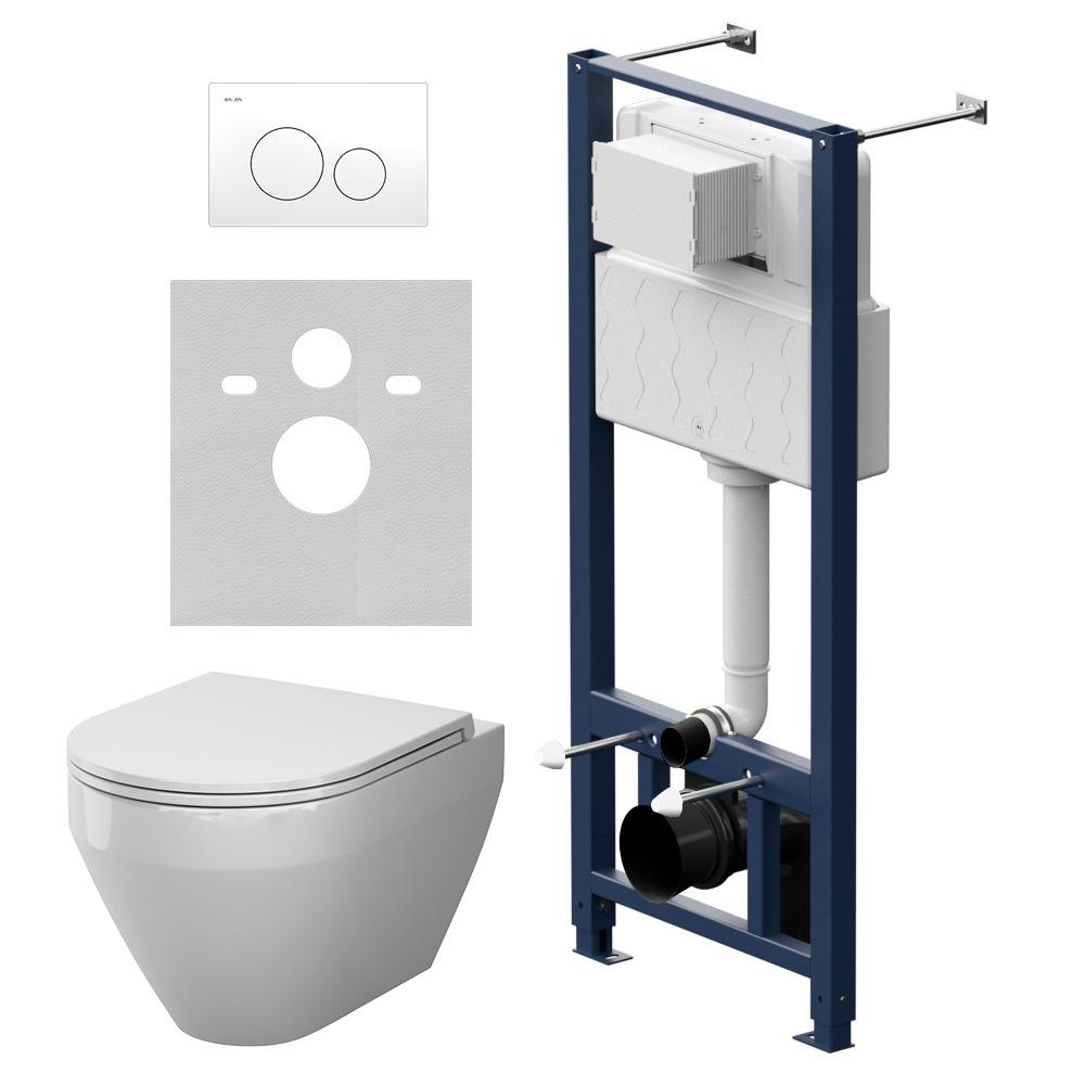 Унитаз с инсталляцией AM.PM Spirit V2.0 Aquaspin IS49001.701900 цвет Белый с сиденьем Микролифт и клавишей смыва цвет Белый