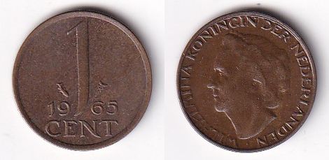 Нидерланды 1 цент 1965 год