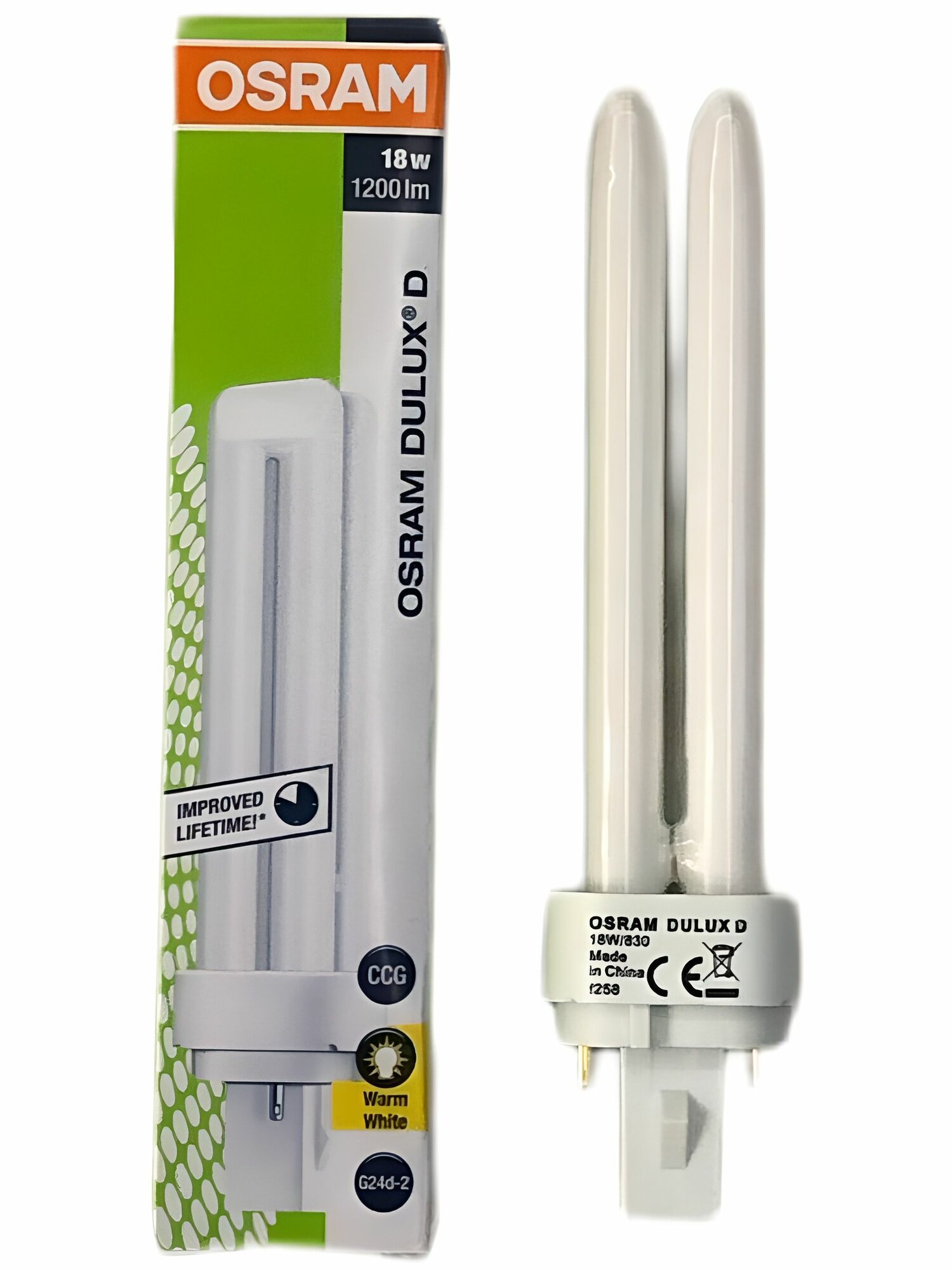 Лампа Osram Dulux D G24d-2 18W/830 ( 2 контакта) теплый свет.