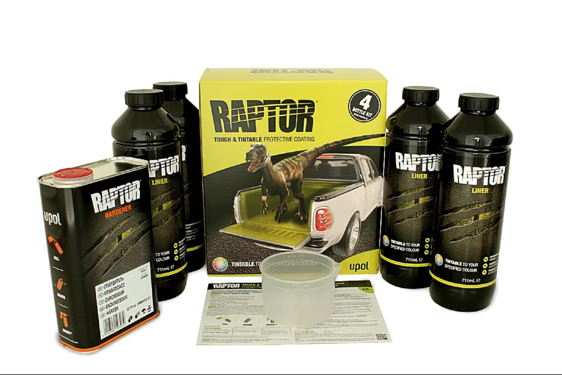 Покрытие защитное повышенной прочноcти RAPTOR, колеруемое, с отвердителем 2K U-POL 4л+1л