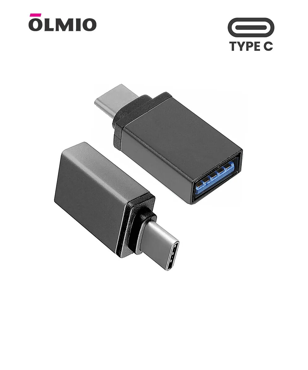 Адаптер OLMIO Type-C to USB 3.0 OTG "On-The-Go" Серый Type-C RU