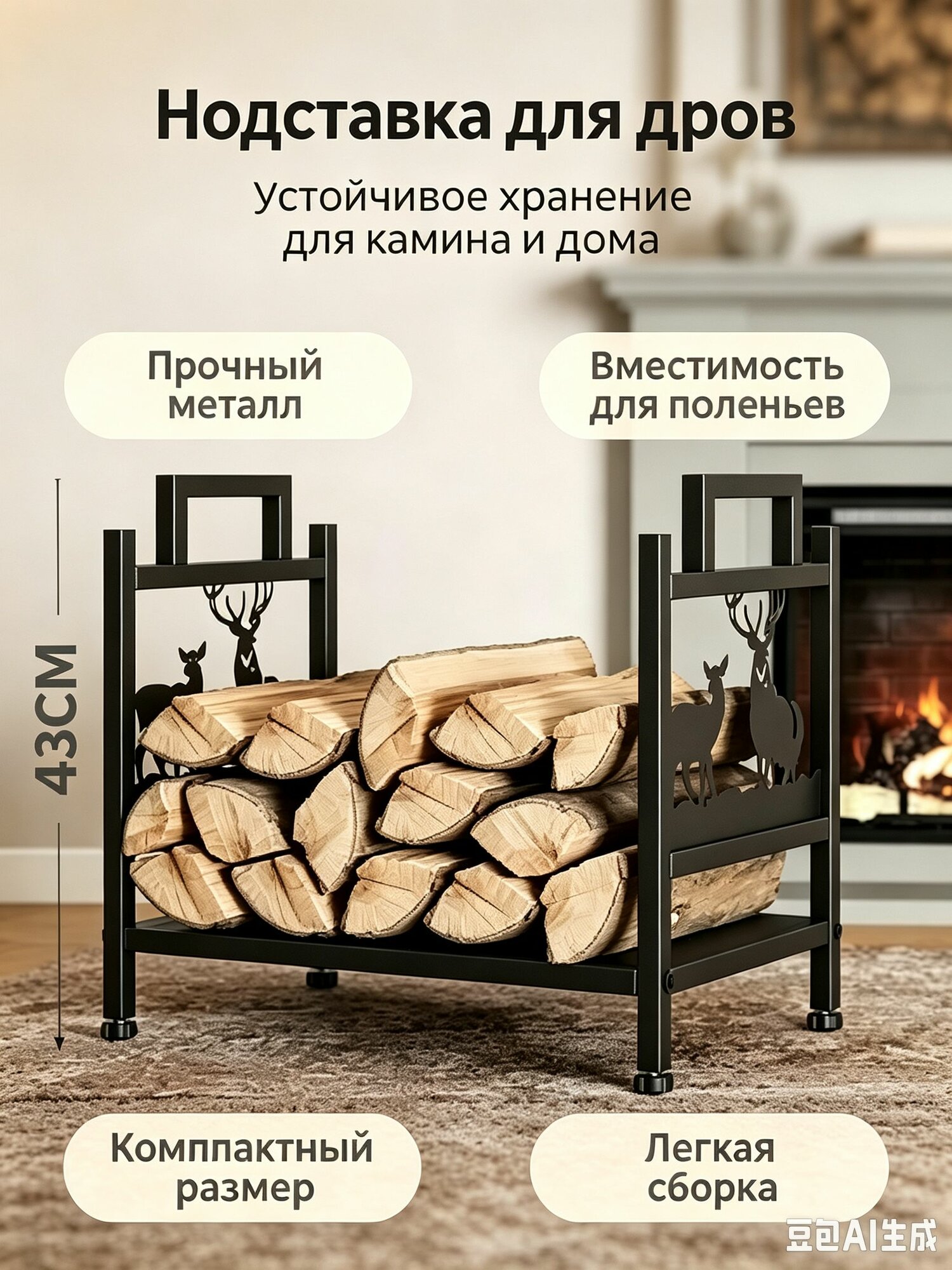 Дровница Напольная, Каминный набор Дровница