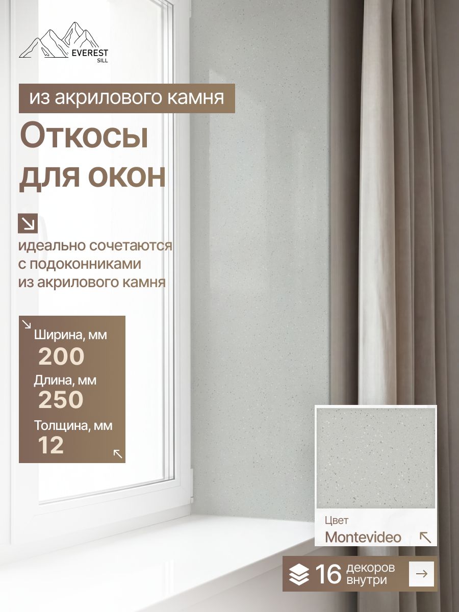 Откос из искусственного камня 250x200x12мм Montevideo глянцевый