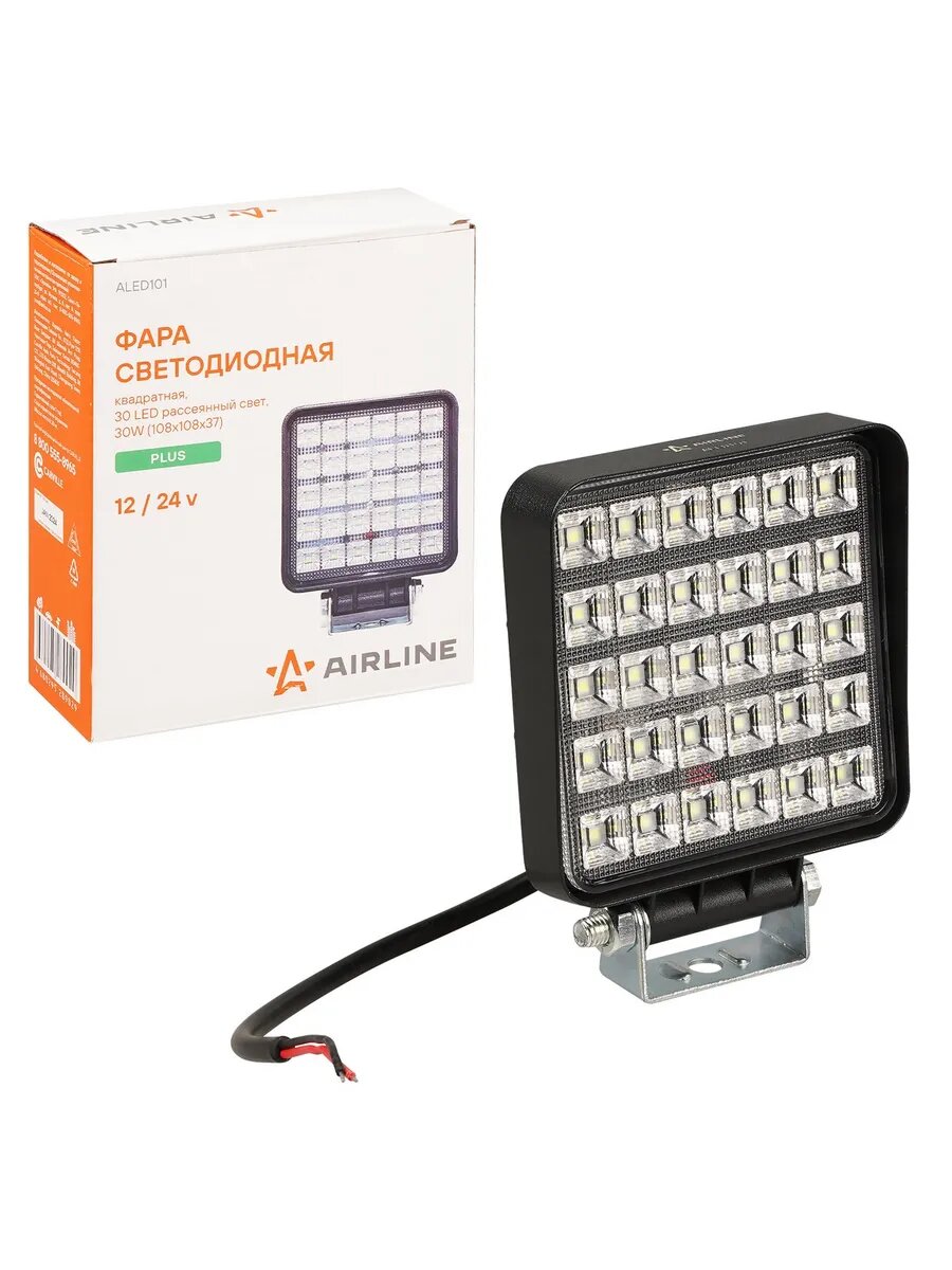 Фара светодиодная квадратная 30 LED рассеян. свет 30 Вт 108, арт. ALED101