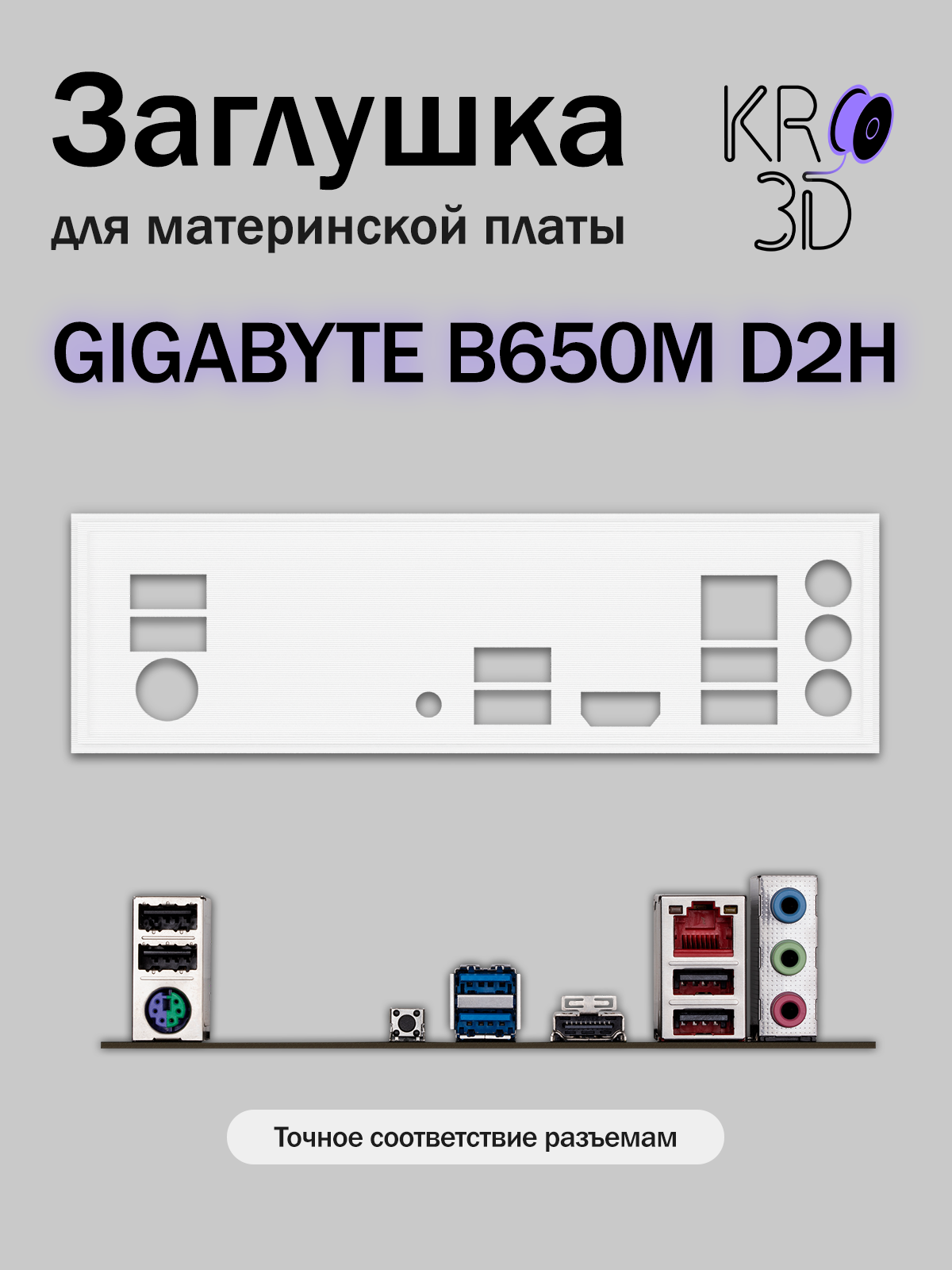 Заглушка для материнской платы GIGABYTE B650M D2H белая
