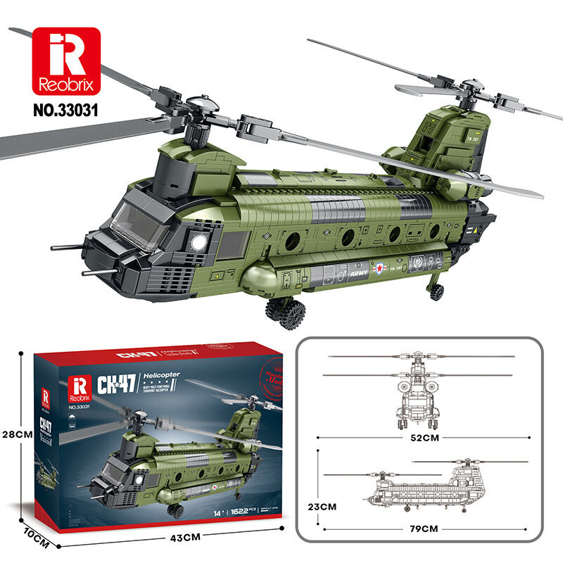 33031 CH-47 Военный вертолет конструктор, образовательная игрушка-конструктор для мальчиков, сборная фигурка