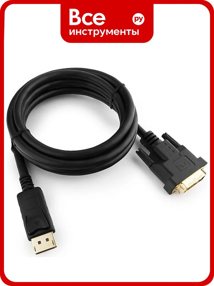 Кабель DisplayPort-DVI Cablexpert, 1.8м, 20M/25M, черный, экранированный, пакет, CC-DPM-DVIM-6