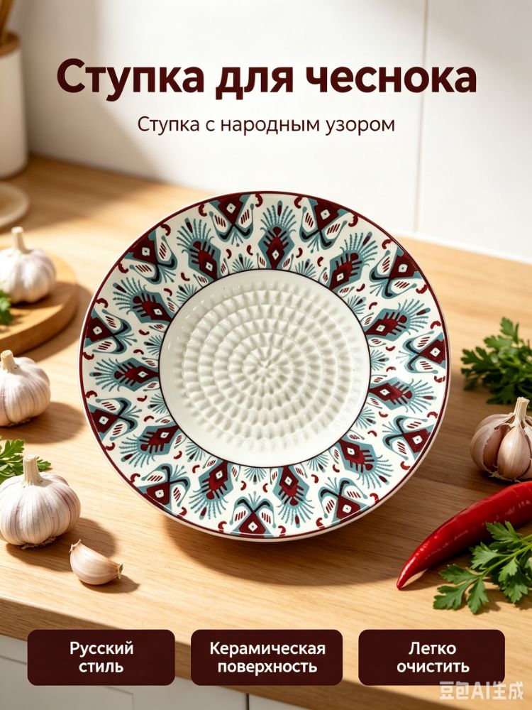 Керамическая тёрка‑тарелка, ручная терка для чеснока, имбиря, сыра, цедры лимона, кухонная, диаметр 11,5 см