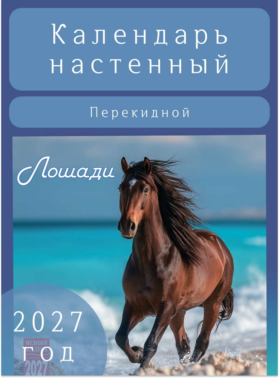 Календарь 2027 год на скрепке настенный размер290*290 мм развороте 580*290мм Магия лошади