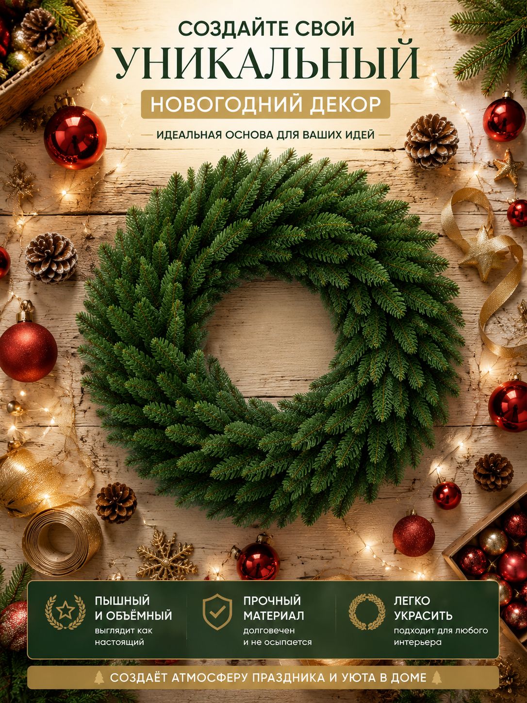 Венок ø42 см зеленый