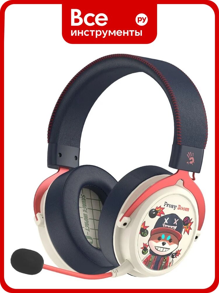 Наушники с микрофоном A4TECH Bloody MR595 Proxy Boom бежевый/черный мониторные BT/Radio (MR595) 2000430