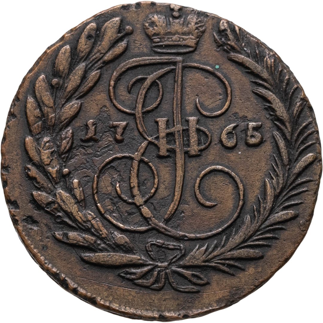2 копейки 1765 ММ, Медь, в сохранности VF