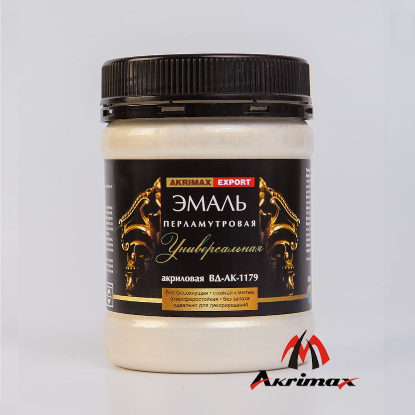 Краска, Эмаль перламутровая декоративная без запаха 0,23 кг AKRIMAX, эмаль для наружных и внутренних работ, водостойкая краска по металлу, Акриловая, быстросохнущая, жемчуг