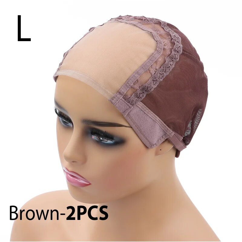 Кружевная шапочка для парика Brown L 2pcs