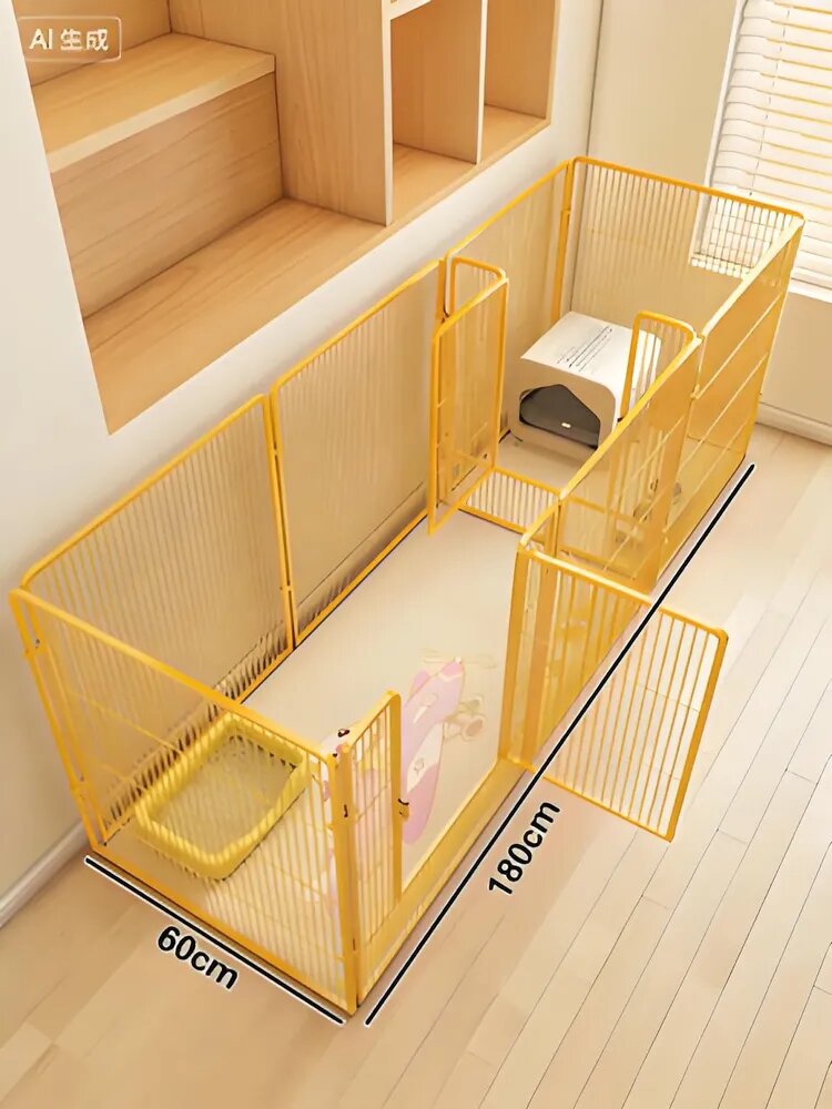 180*60Pet fence with door вольера для собак с разделением на зону отдыха и туалета