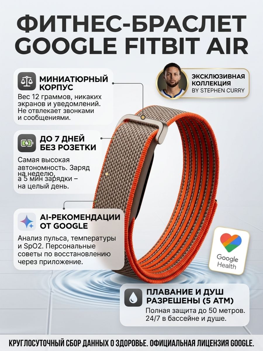 Google Фитнес-браслет FitbitAir, коричневый