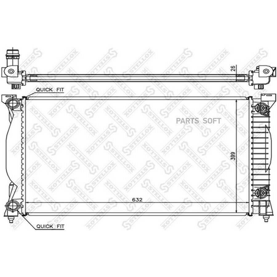 STELLOX 1025178SX 10-25178-SX радиатор системы охлаждения! АКПП\ Audi A4 1.6/1.8/2.0 00-04