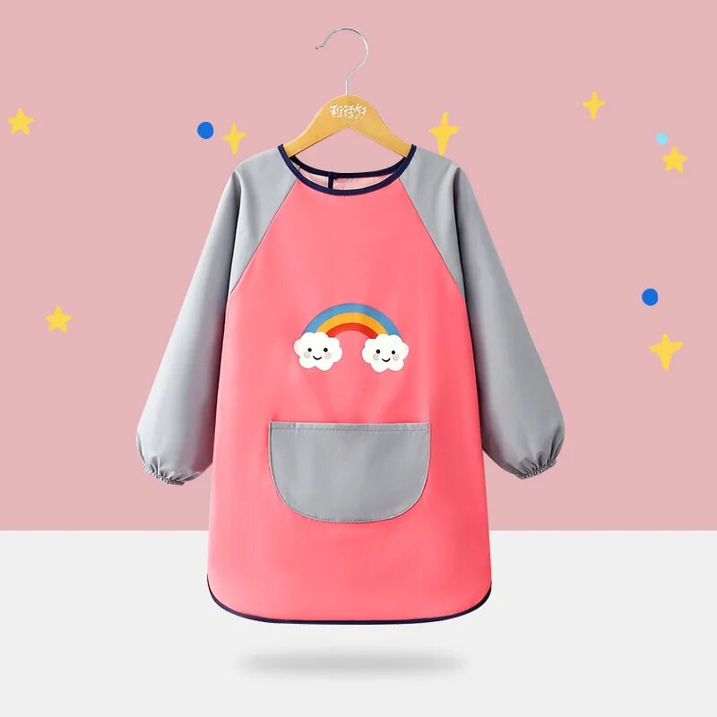 Детский водонепроницаемый фартук из полиэстера XL, Rainbow pink