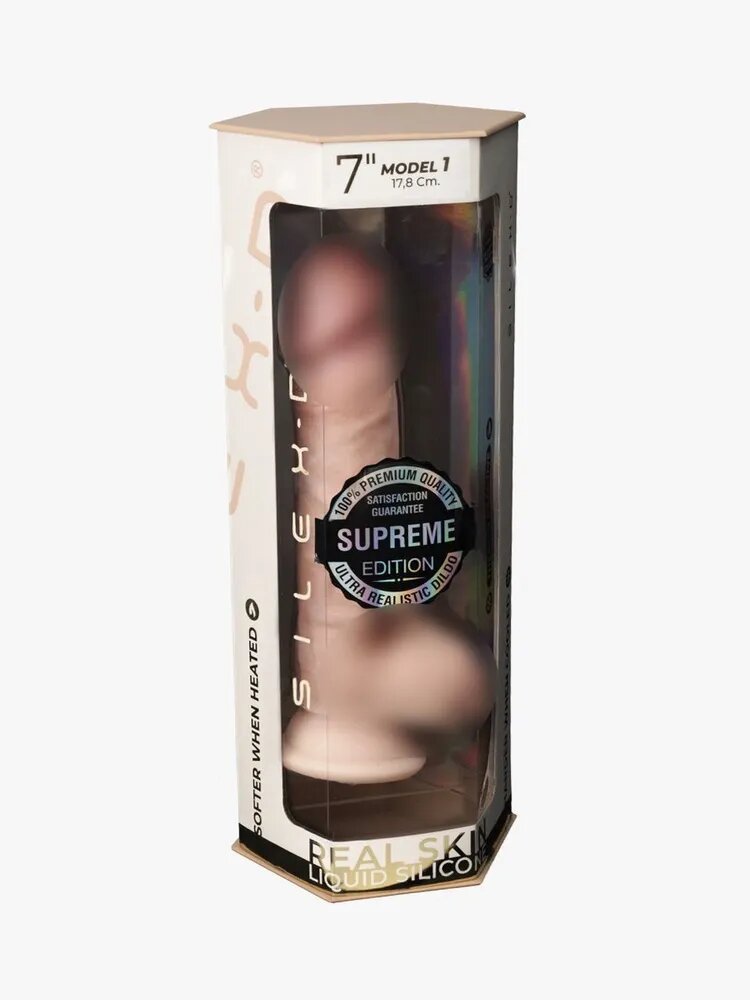 Фаллоимитатор, SILEXD Model 1 Premium Real Skin, 7", телесный, 17,7х3,8 см, реалистичный, на присоске