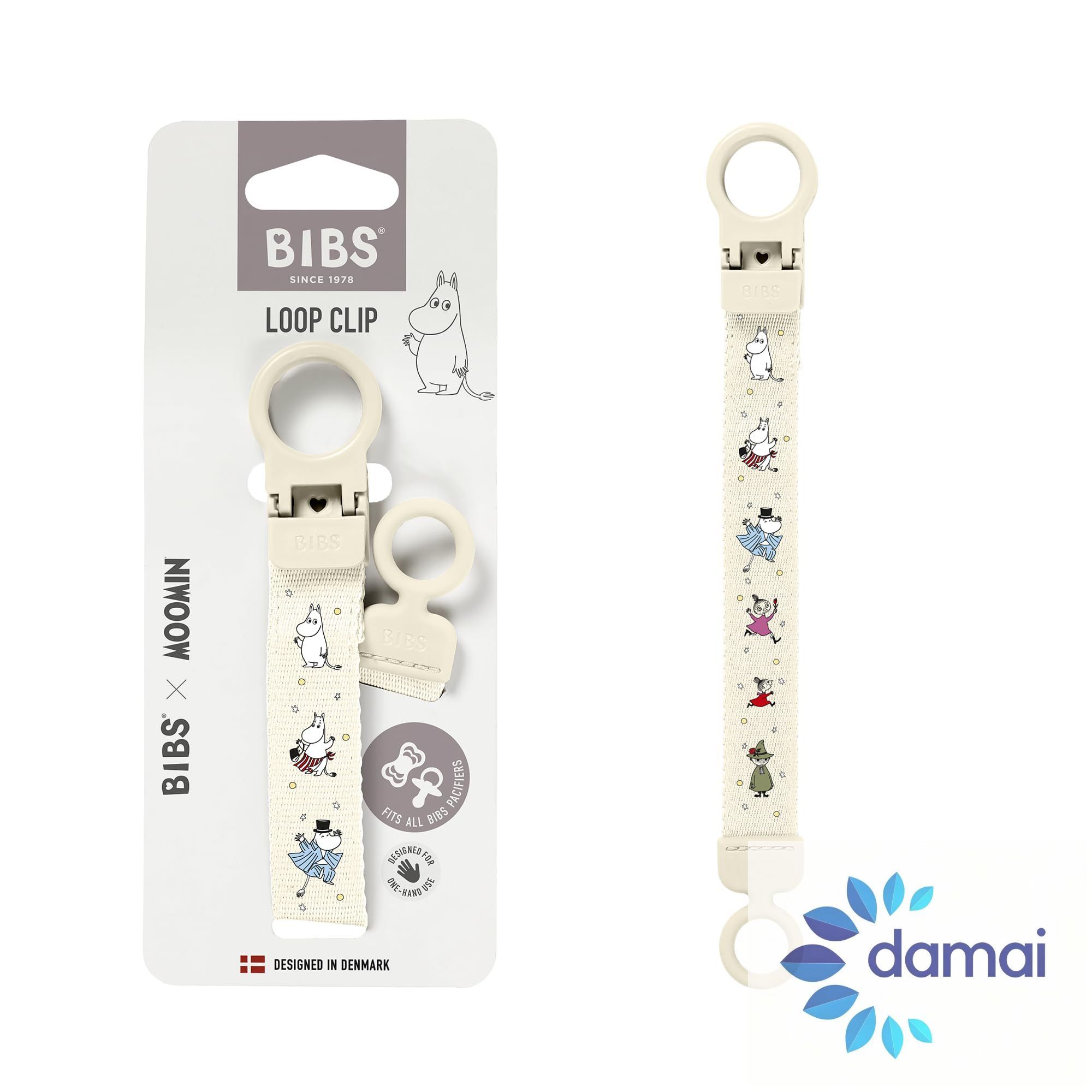 Держатель для пустышки Loop Ivory от бренда Bibs X Moomin, 1 упаковка