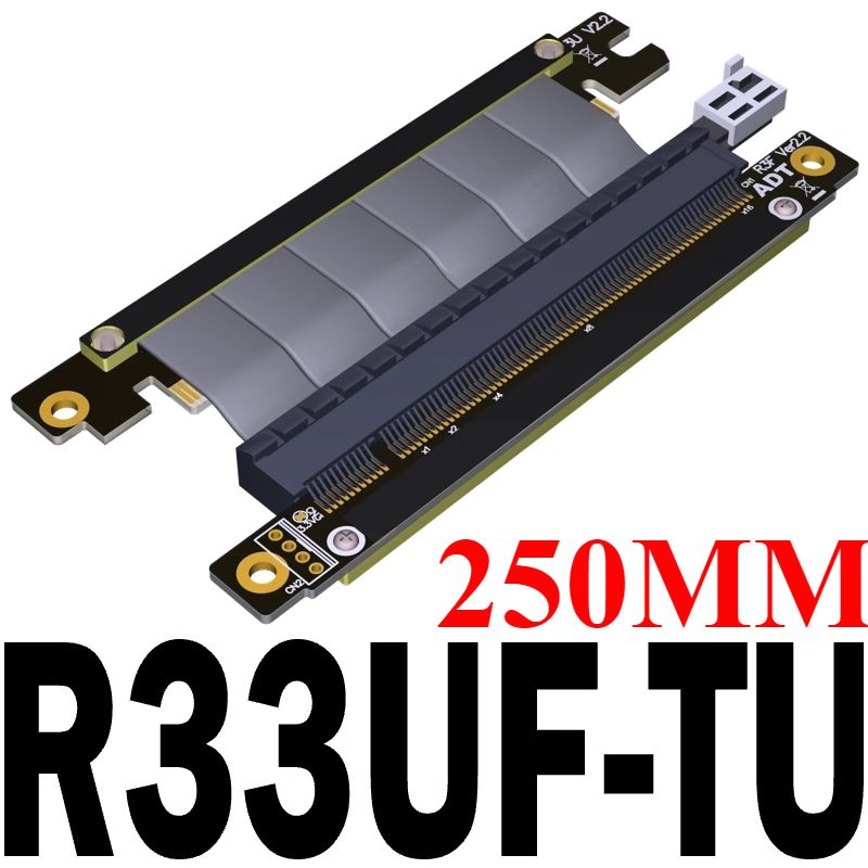 Удлинительный кабель для видеокарты ADT dual reverse PCI-E x16 3.0 16x, совместимый с корпусом A4 ITX