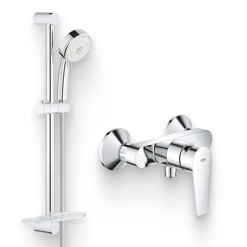 Душевой комплект Смеситель для душа Grohe BauEdge 23635001 глянцевый хром / Гарнитур New Tempesta Cosmopolitan 27577002