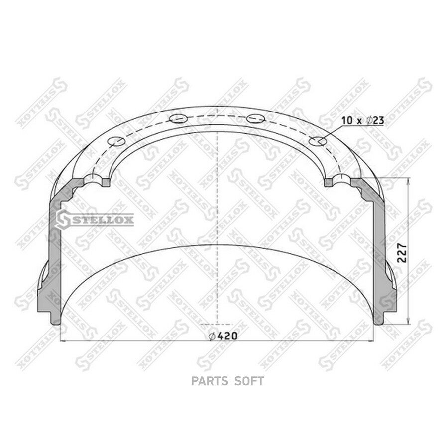 STELLOX 8500044SX 85-00044-SX торм. барабан! 420x180/192 H227 d290/335 n10x23 3 отв. xM14\ SAF RS 9042, тонар